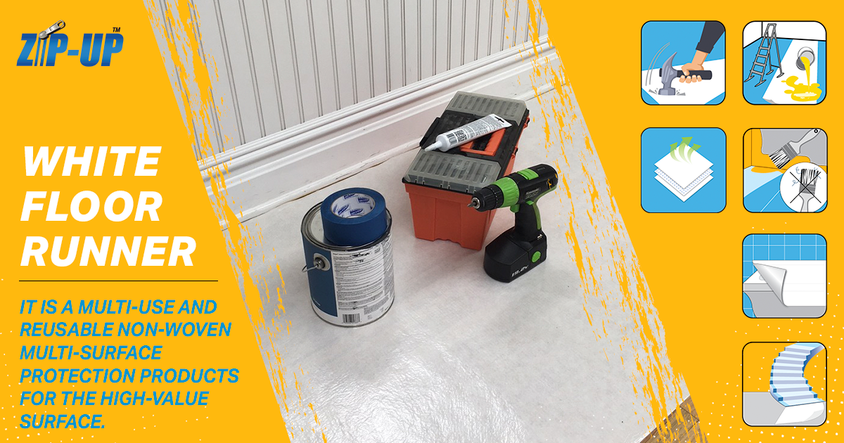 White Floor Runner Multi-Surface Protection during construction by Zip ...
